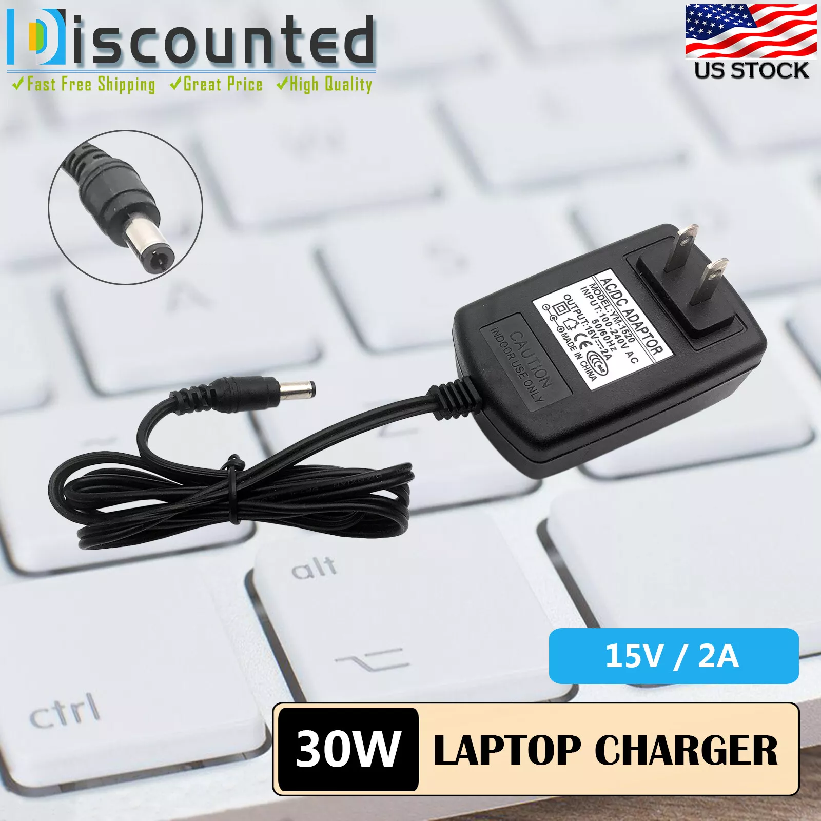 For 15V 2 Amp AC/ DC Adapter 30w 15v 2a UL Trilithic 860 DSP Cable ...