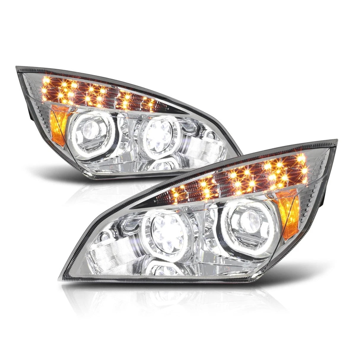 For 18-24 Freightliner Cascadia Dual Halo+LED Turn Signal Projector ...