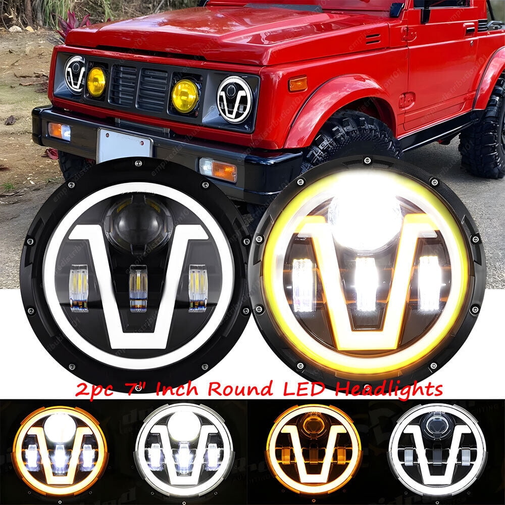 For 1986-1995 SUZUKI Samurai 7INCH LED Headlights Headlamp Hi/Lo Beam ...