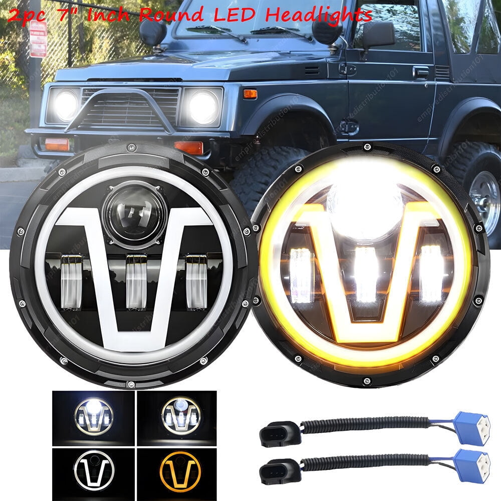 For 1986-1995 Suzuki Samurai DOT 7inch Round LED Headlights Hi/Lo ...