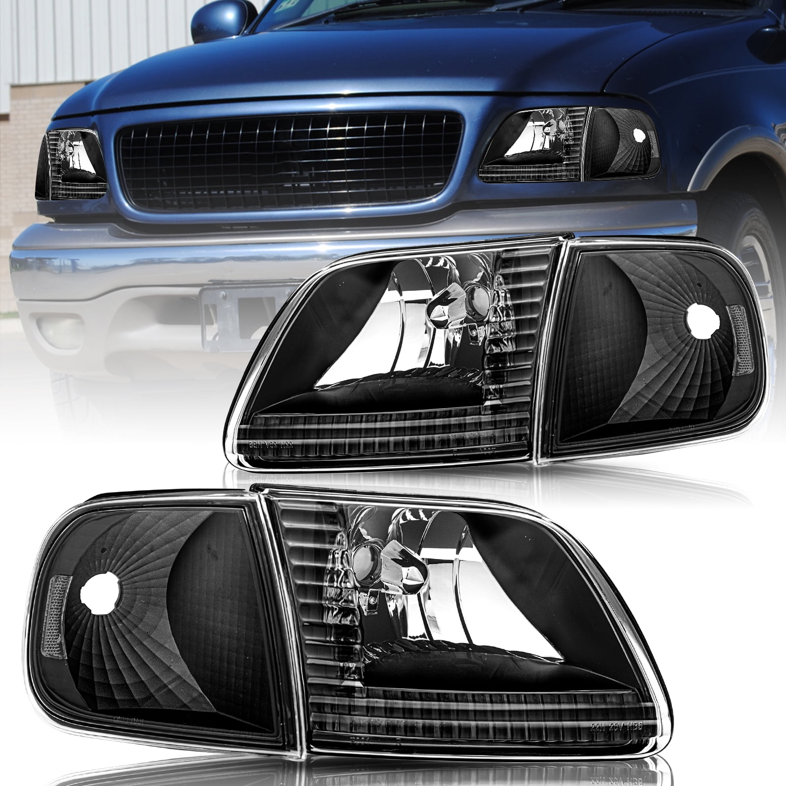 For 1997-2002 Expedition 1997-2003 Ford F150 Headlight Headlamp Pair ...