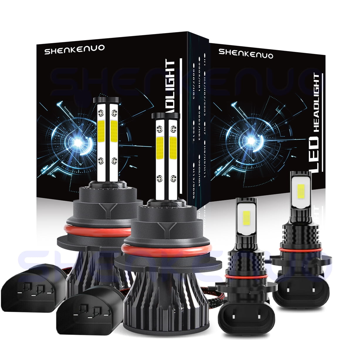 1999-2003 Ford F-150 LED Headlight Bulbs, 4-Side 9007/HB5 High Low Beam ...
