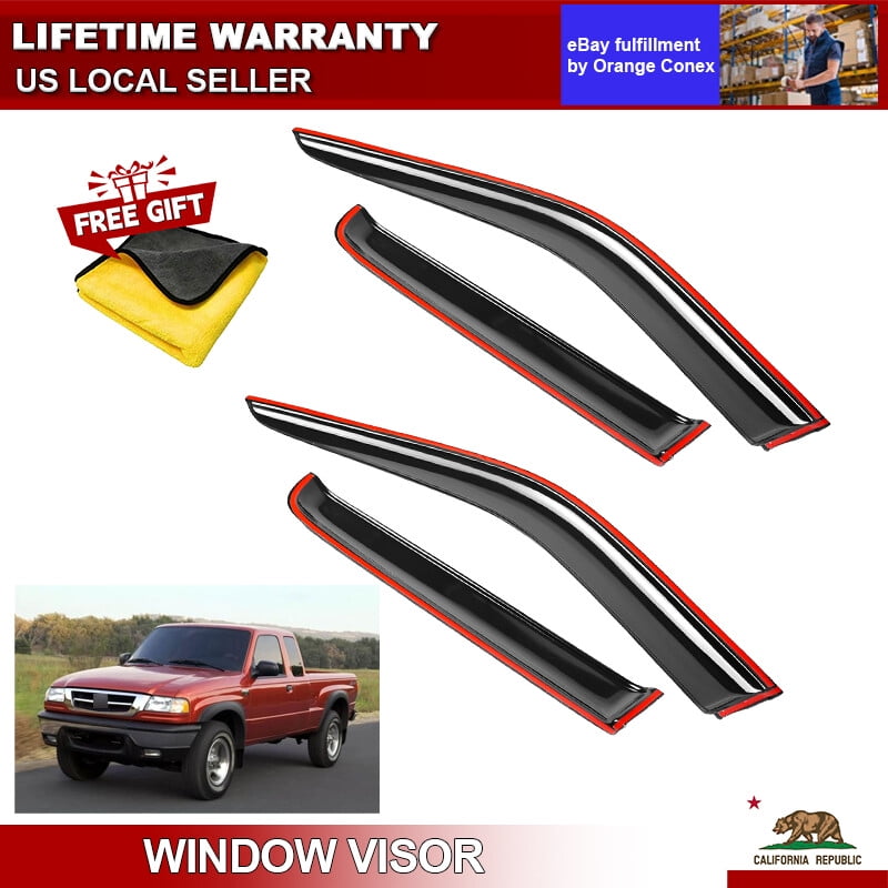 For 1999-2011 Ford Ranger Extended Cab Window Vent Visor Deflector Rain ...