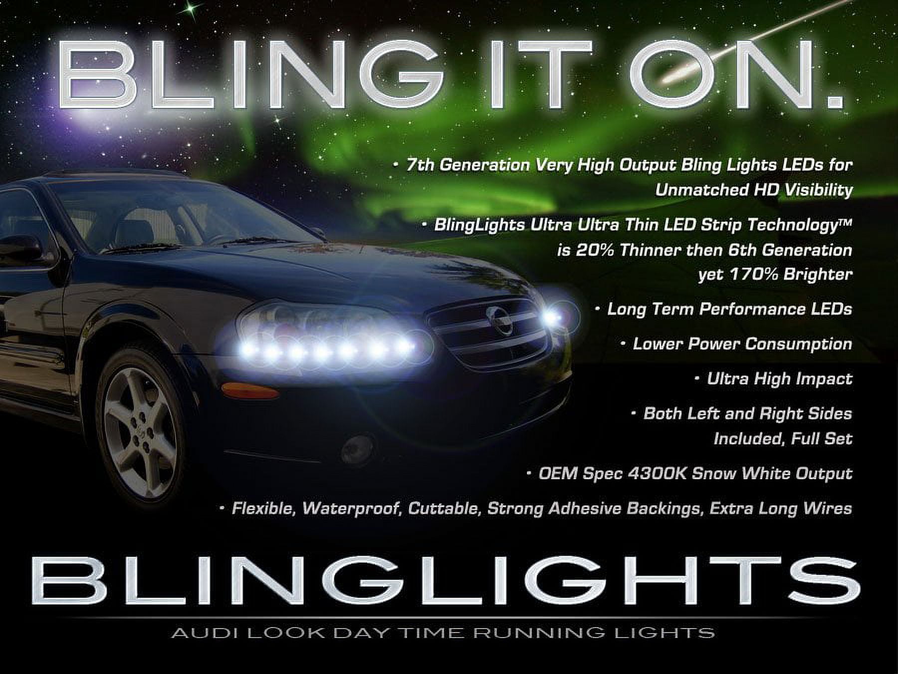 For 2000 2001 2002 2003 Nissan Maxima LED DRL Lights Strips Headlamps ...