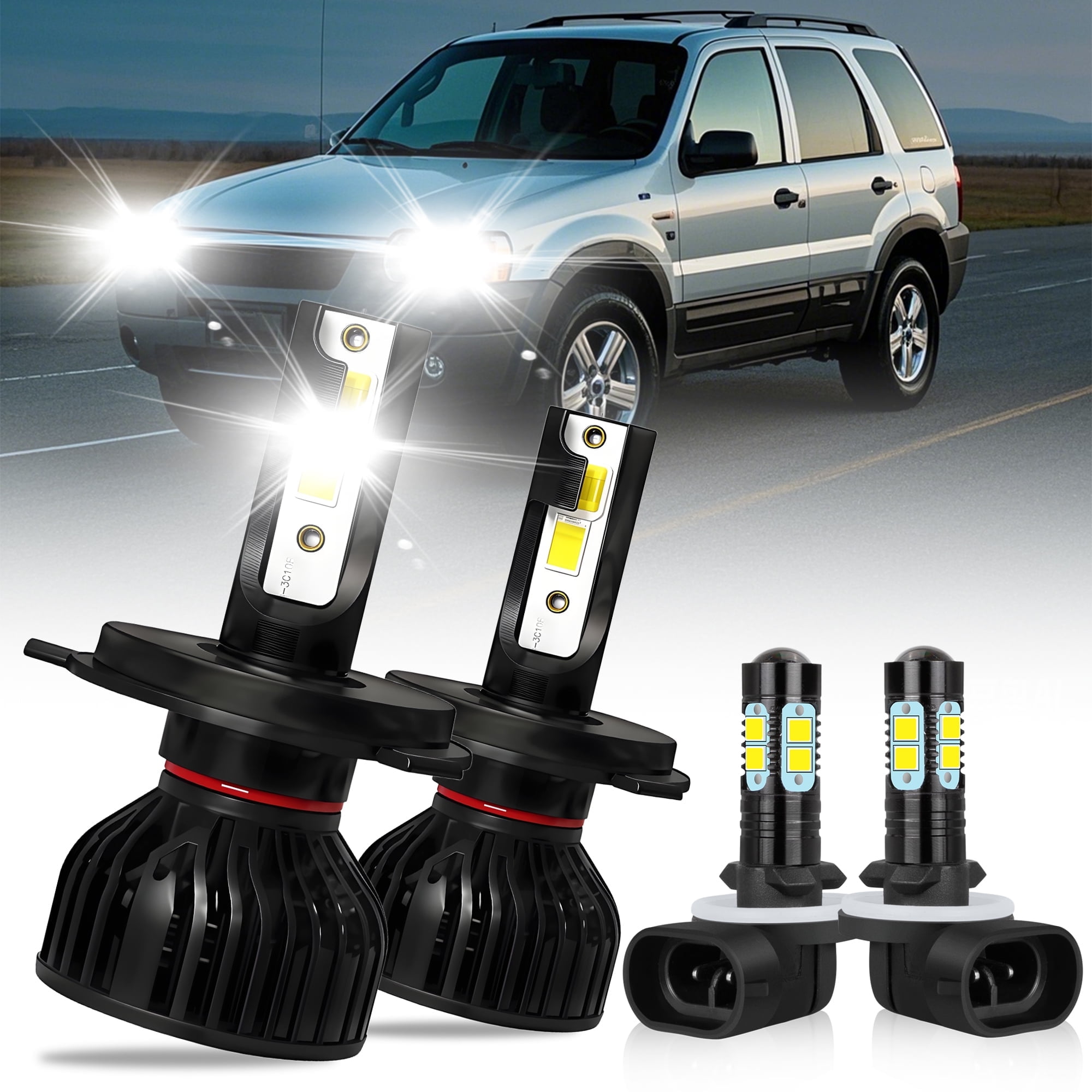 For 2001-2004 Ford Escape LED Headlight Bulbs 9003/H4 High Low Beam 881 ...
