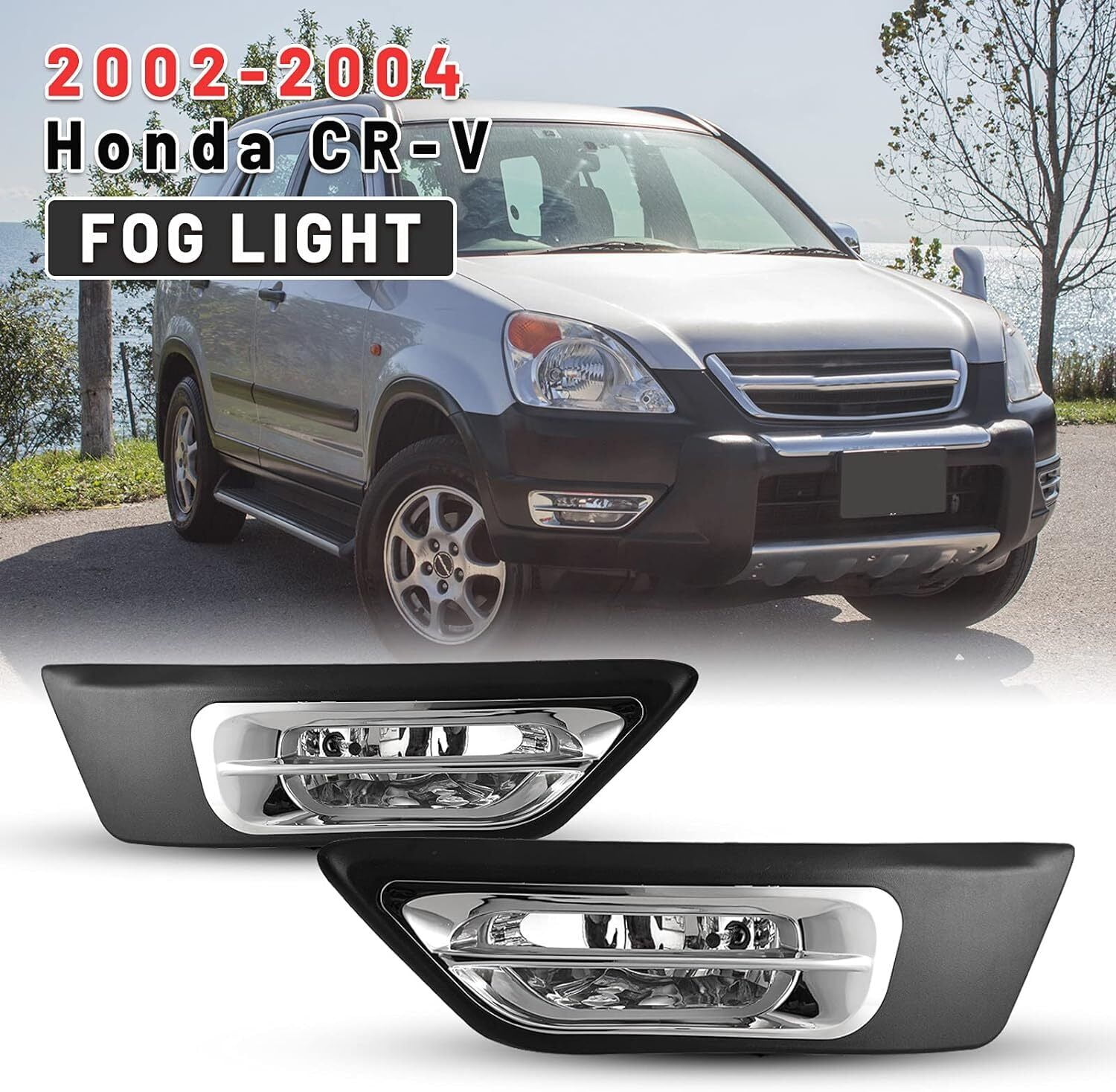 For 2002-2004 Honda CR-V Clear Lens Bumper Fog Lights w/Bulbs Wiring ...