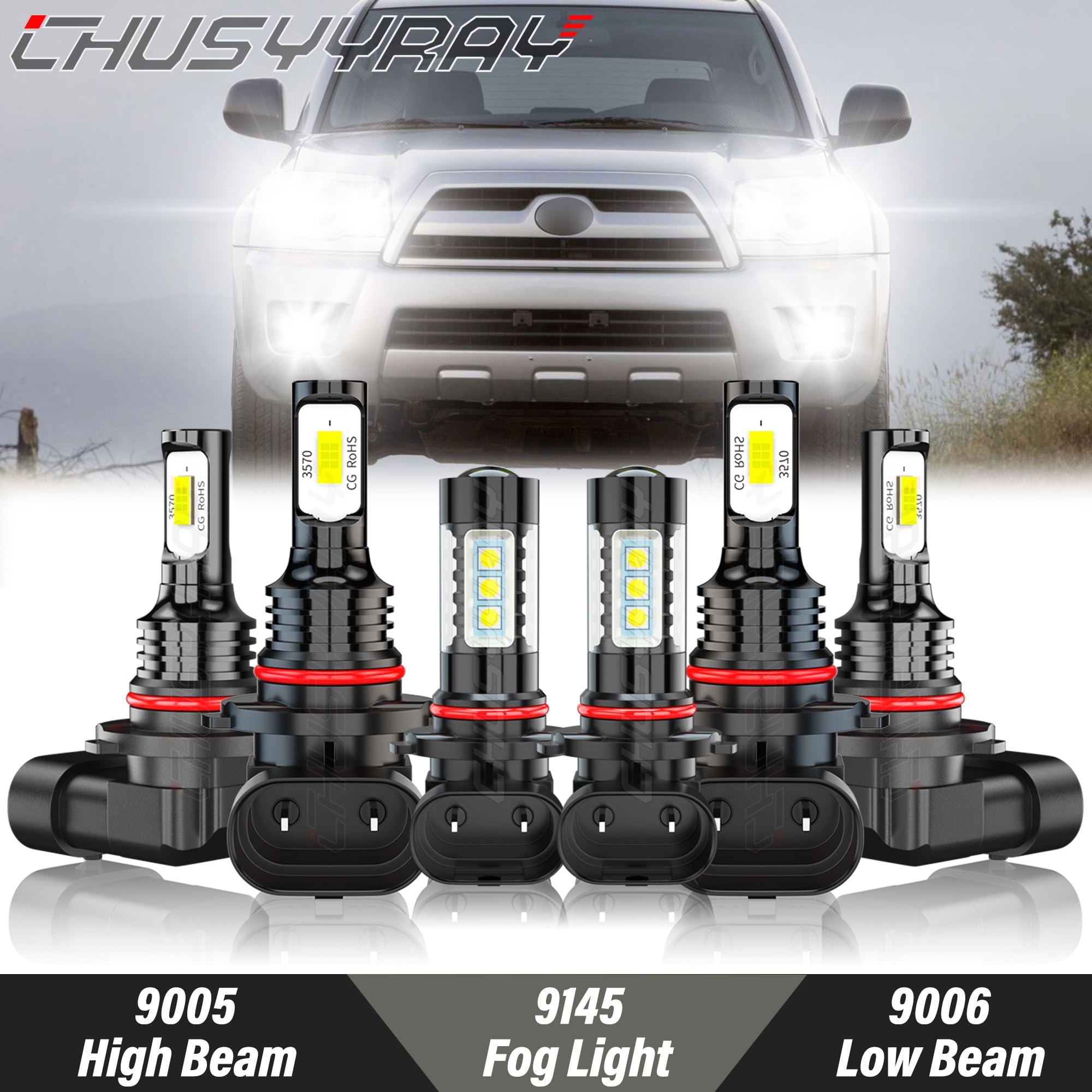 For 2003 2004 2005 Toyota 4Runner - LED Headlight High Low Beam Fog ...