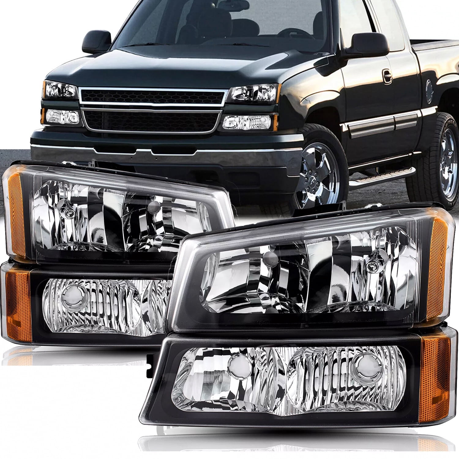 For 2003-2006 Chevy Chevrolet Silverado Avalanche Headlights Bumper ...