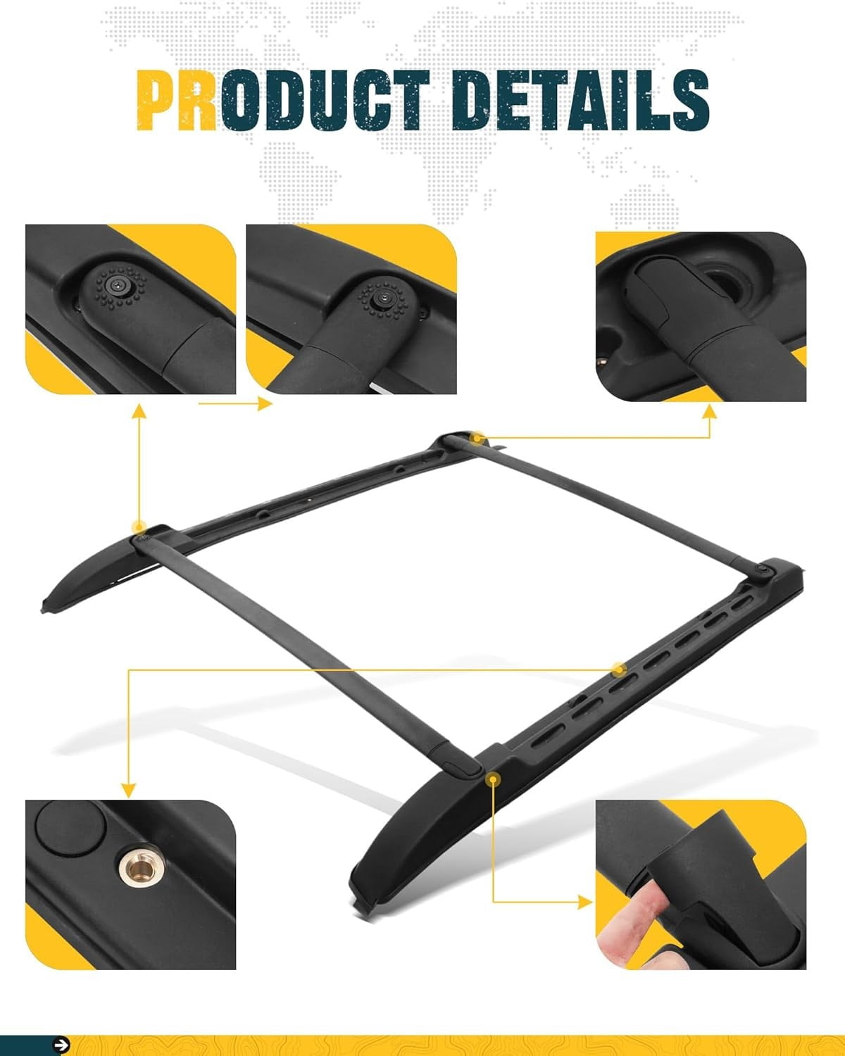For 2005-2023 Toyota Tacoma Double Cab Top Roof Rack Side Rails Cross ...