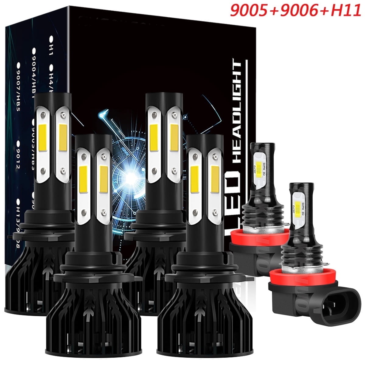 For 2006 2007 Honda Accord LED Headlight Fog Light Bulb Combo Kit White ...