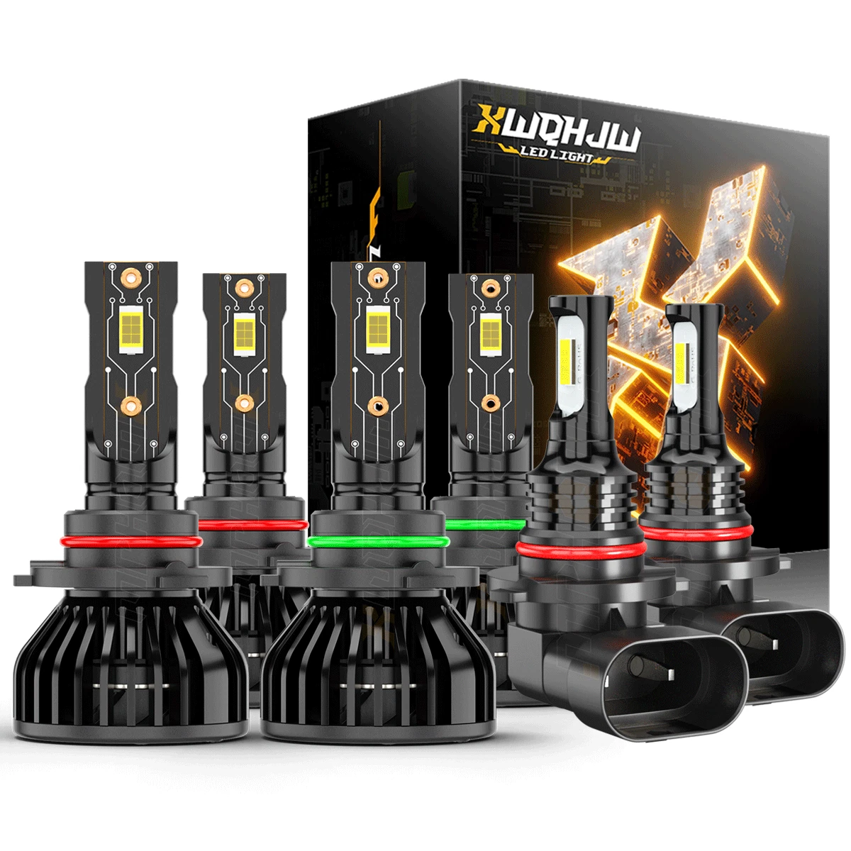 For 2006-2009 2010 Jeep Commander 6x LED Headlights Hi/Lo Fog Lights ...