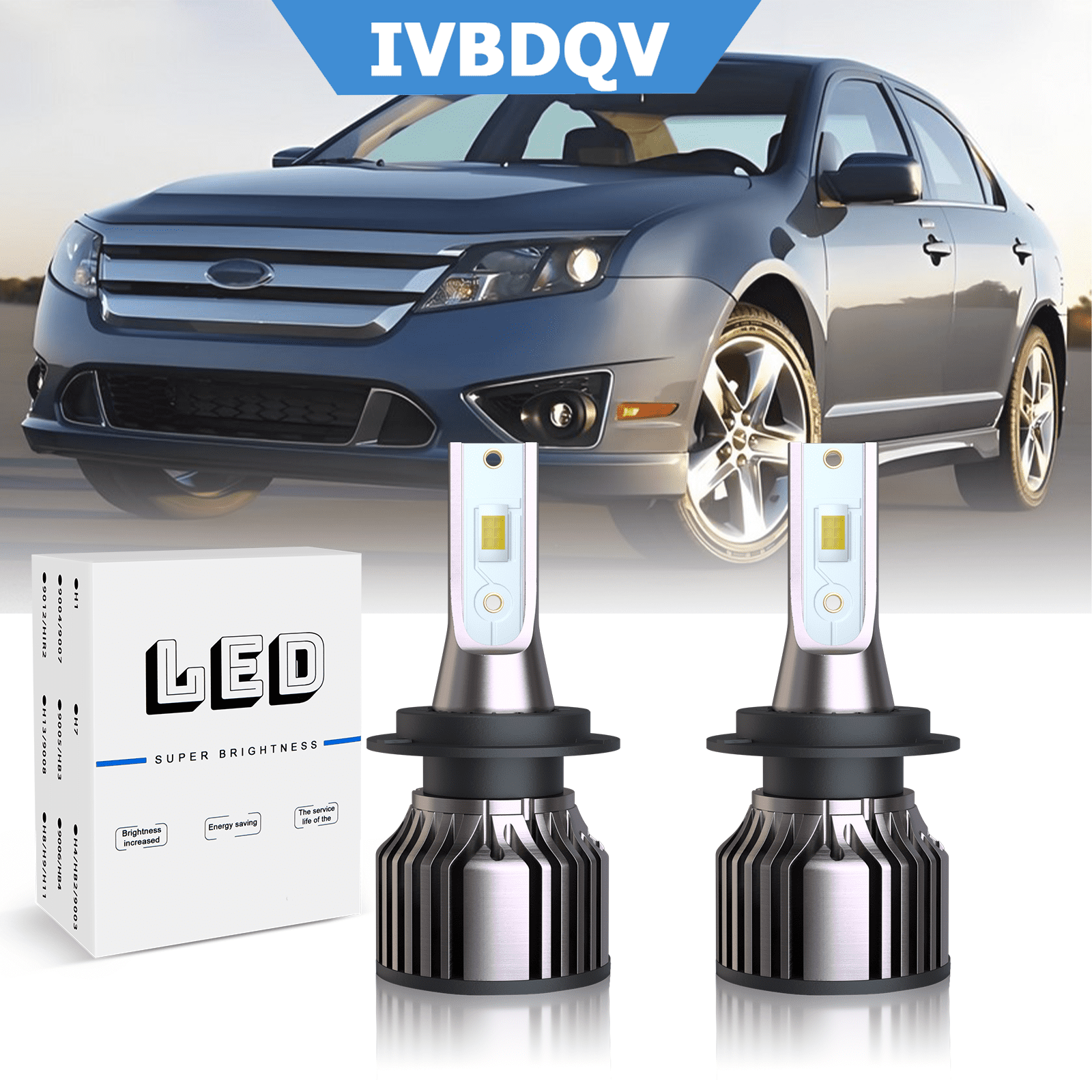 For 2006-2016 Ford Fusion LED Headlight Bulbs H7 High and Low Beam 2pcs ...