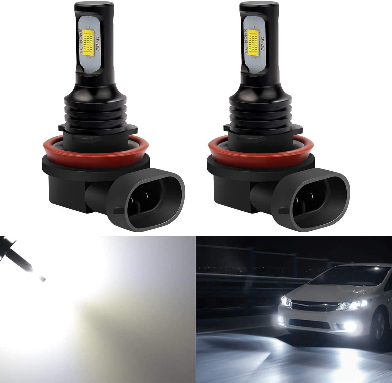 For 2006-2018 Honda Pilot LED Fog Light Bulbs H11 H8 LED Bulbs 80W ...