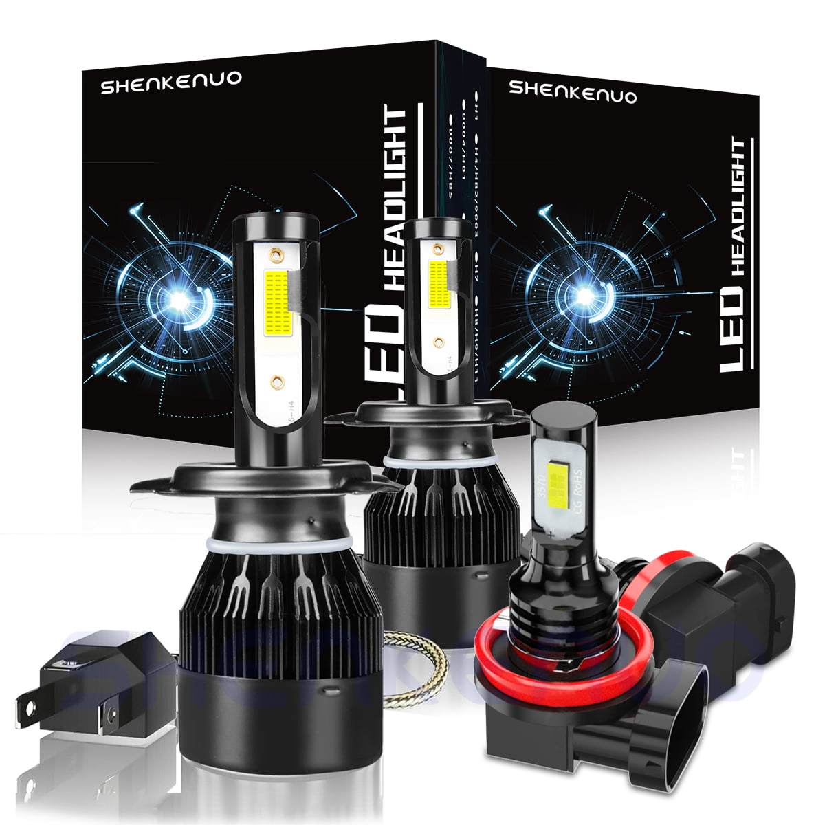 For 2006-2020 Honda Fit LED Headlight Bulbs 9003/H4 High/Low Beam H11 H8 Fog Light 6000k 4pcs ...