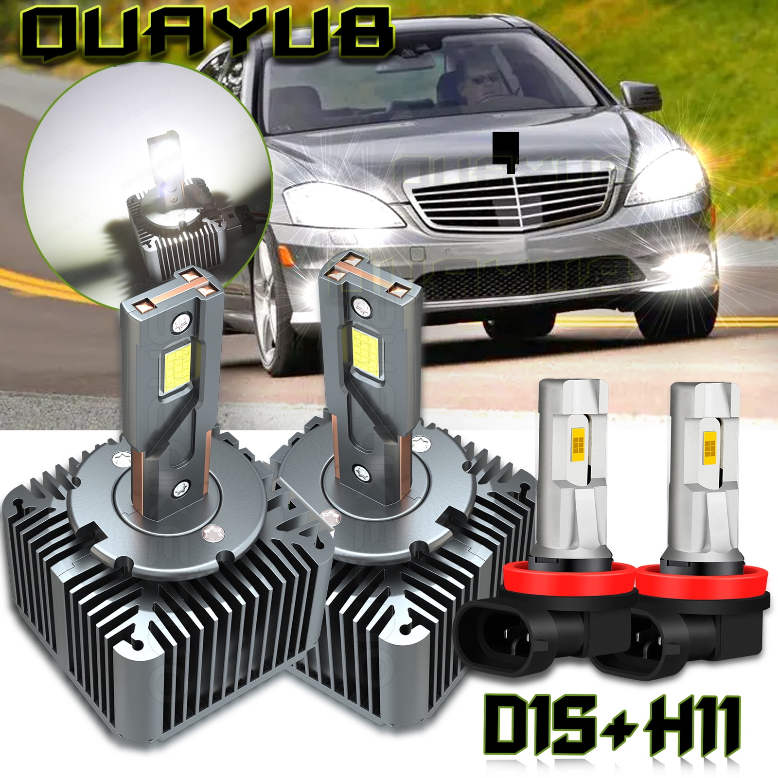 For 2007-2009 Mercedes Benz W221 S550 S-Class QUAYUB LED Headlights Fog ...