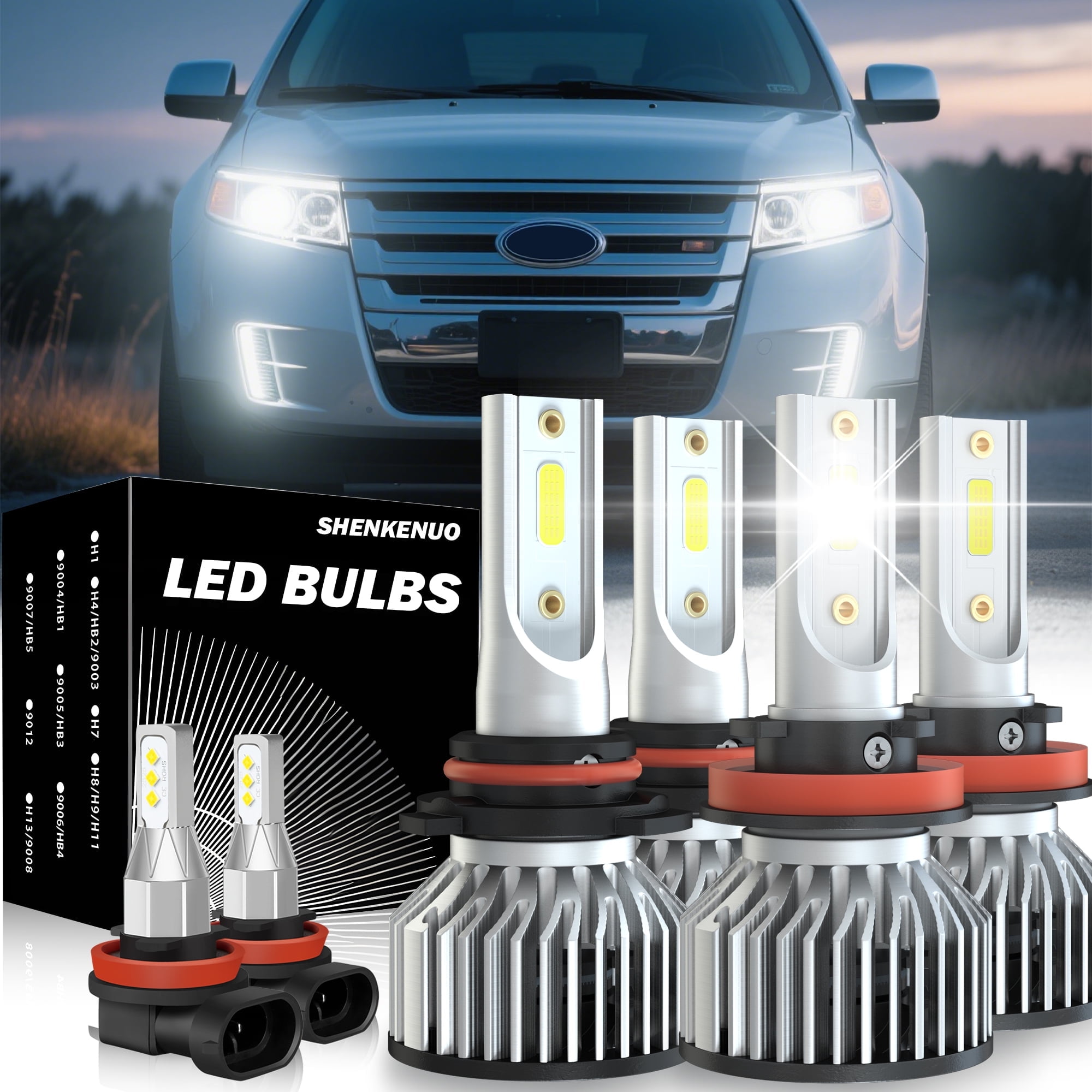 For 2007 - 2010 Ford Edge LED Headlight Bulbs Combo 9005 H11 Hi/Lo Beam ...