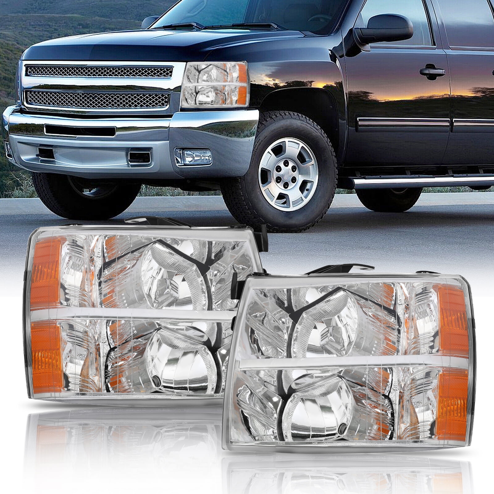 For 2007-2013 Chevy Silverado 1500 Headlights,07-14 Silverado 2500HD ...