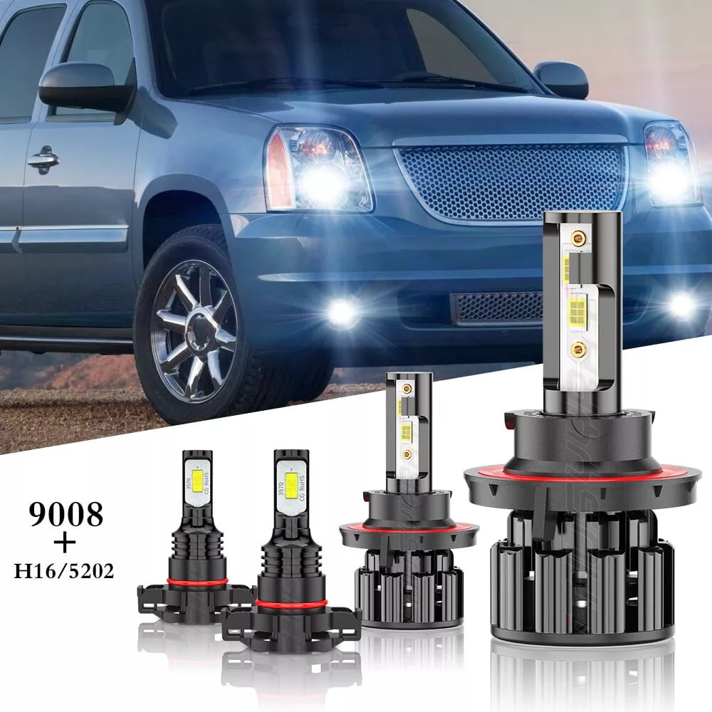 For 2007-2013 GMC Yukon Denali LED Headlight Hi-Lo Beam + Fog Light ...