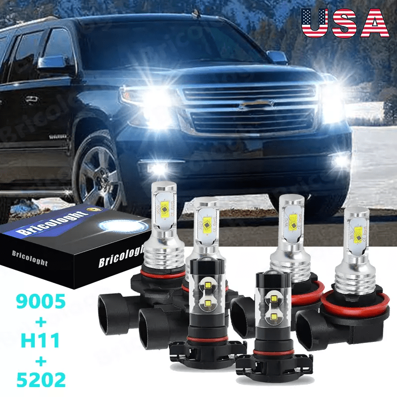 For 2007-2014 Chevy Suburban Tahoe 6x Front LED Headlight + Fog Light ...