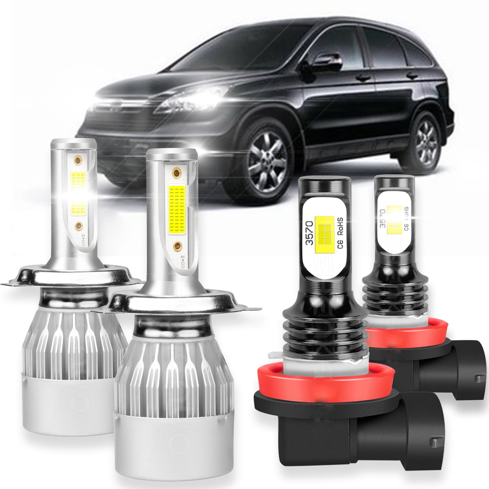 For 2007-2014 Honda Crv CR-V LED Headlight Kit 6000K White High/Low ...