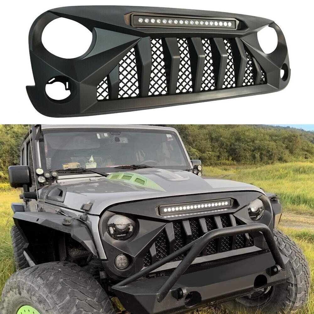 For 2007-2018 Jeep Wrangler JK JKU Front Grill Mars Grille W/LED Off ...