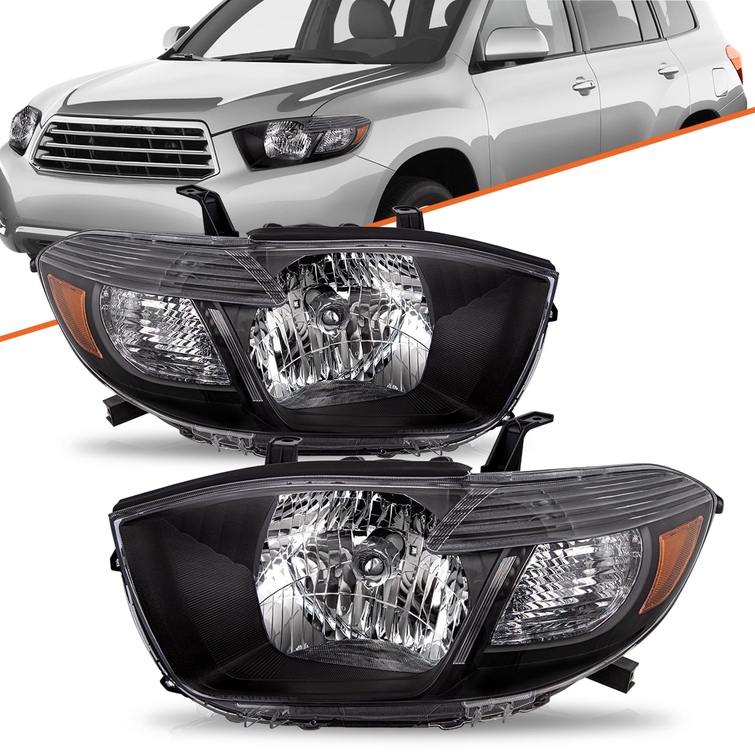 For 2008-2010 Toyota Highlander 4Door Headlights Assembly Headlamps ...