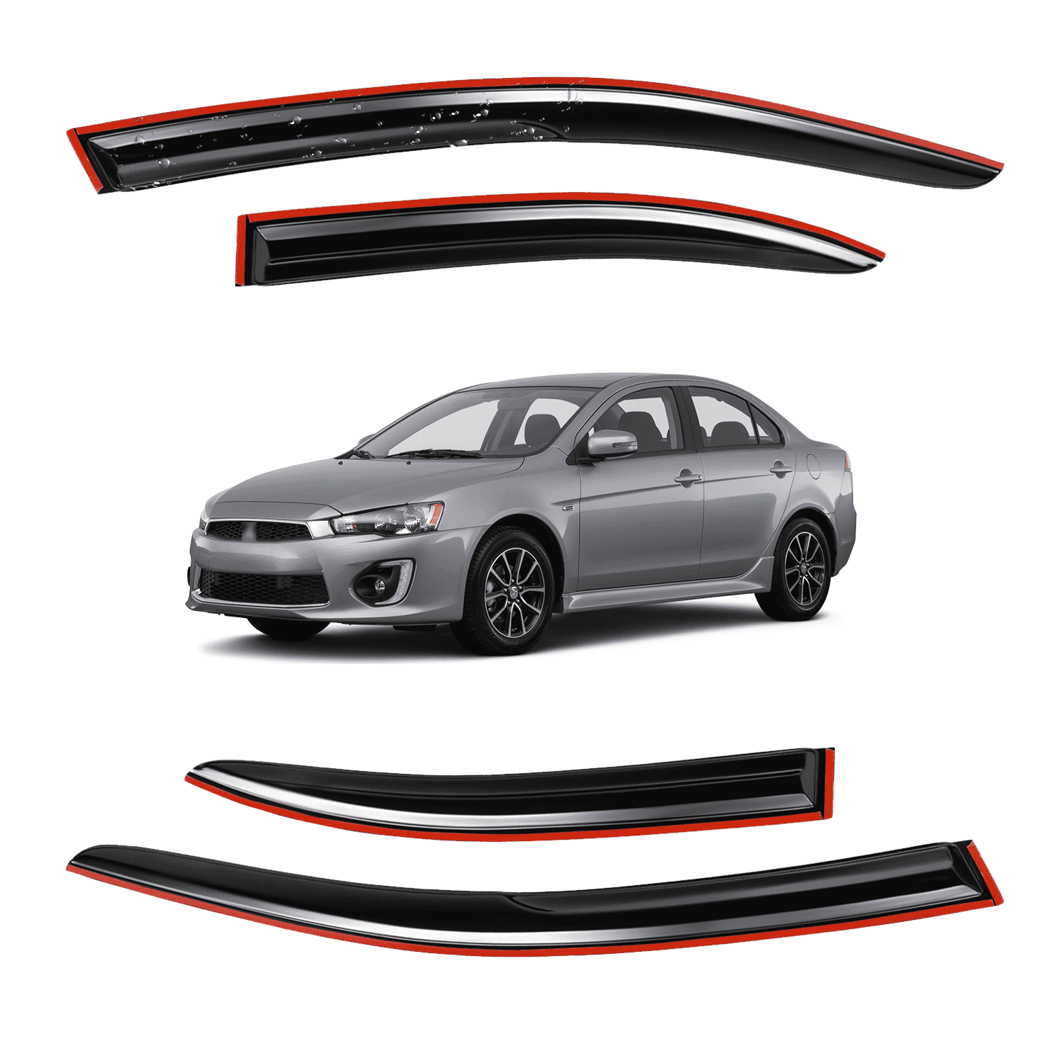 For 2008-2017 Mitsubishi Lancer EVO X JDM Mugen Style Window Visors ...