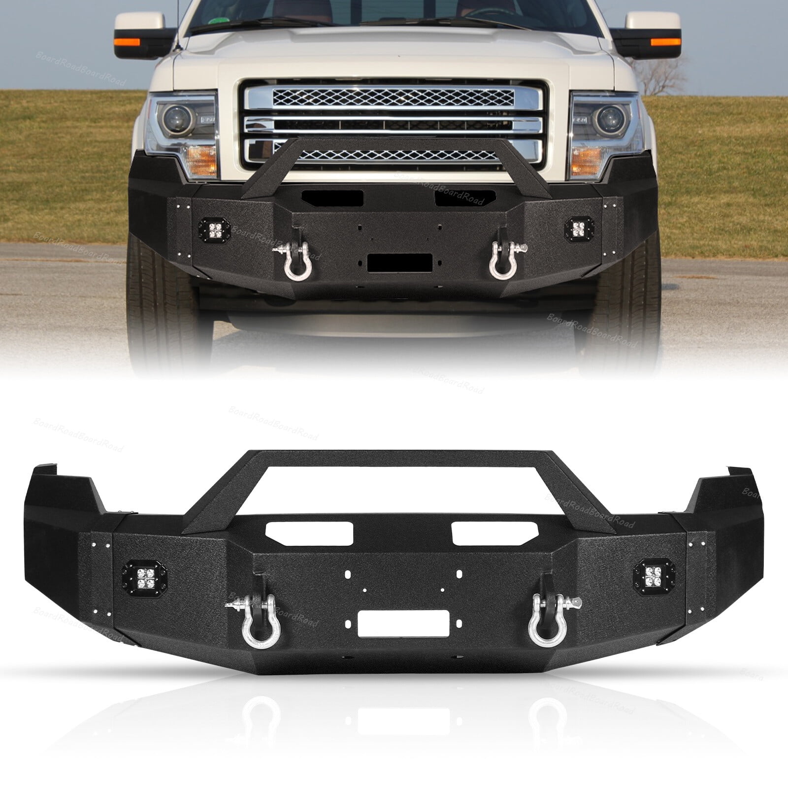 For 2009-2014 F150 Front Bumper w/ LED Light & Winch Plate D-ring ...