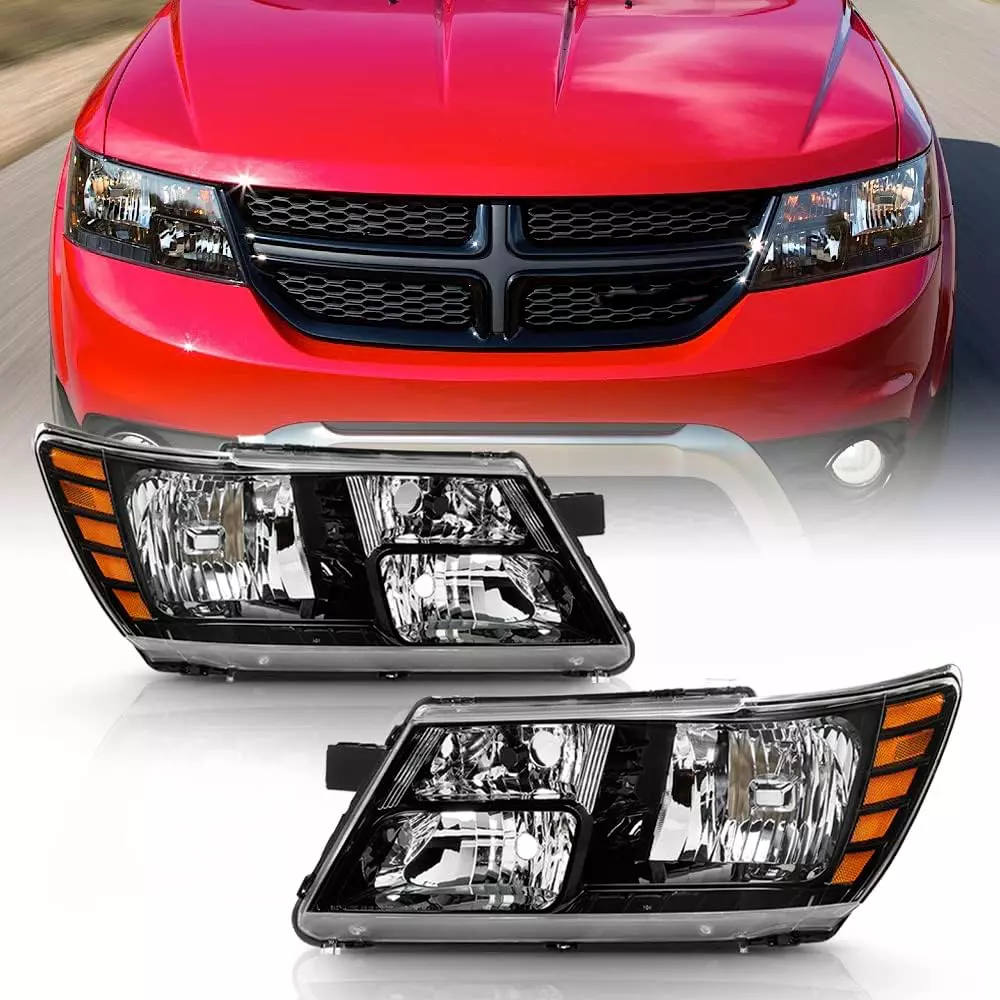 For 2009-2020 Dodge Journey Headlights Pair Black Chrome Headlamps 09 ...
