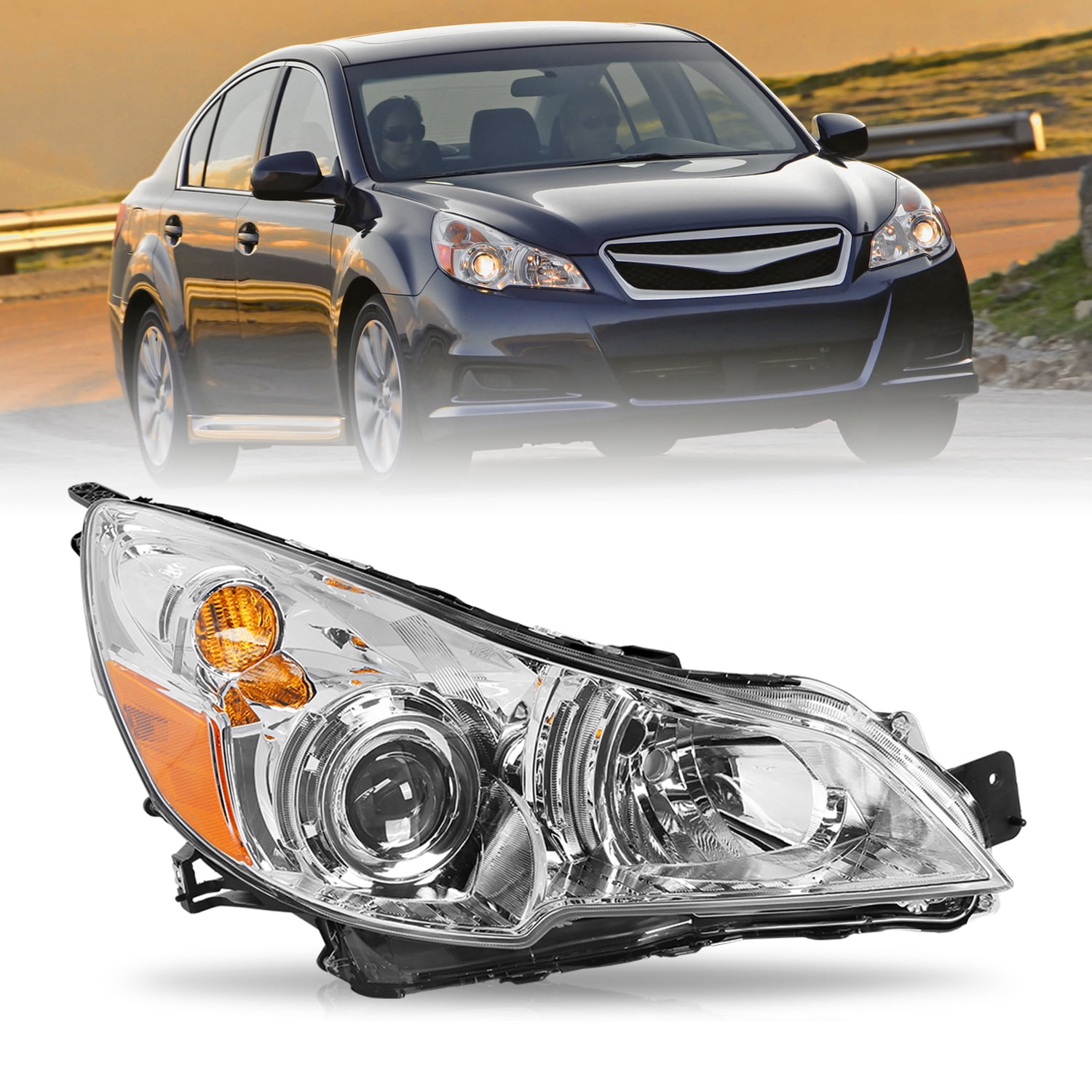 For 2010 2011 2012 Subaru Legacy/Outback Chrome Headlight Headlamp ...