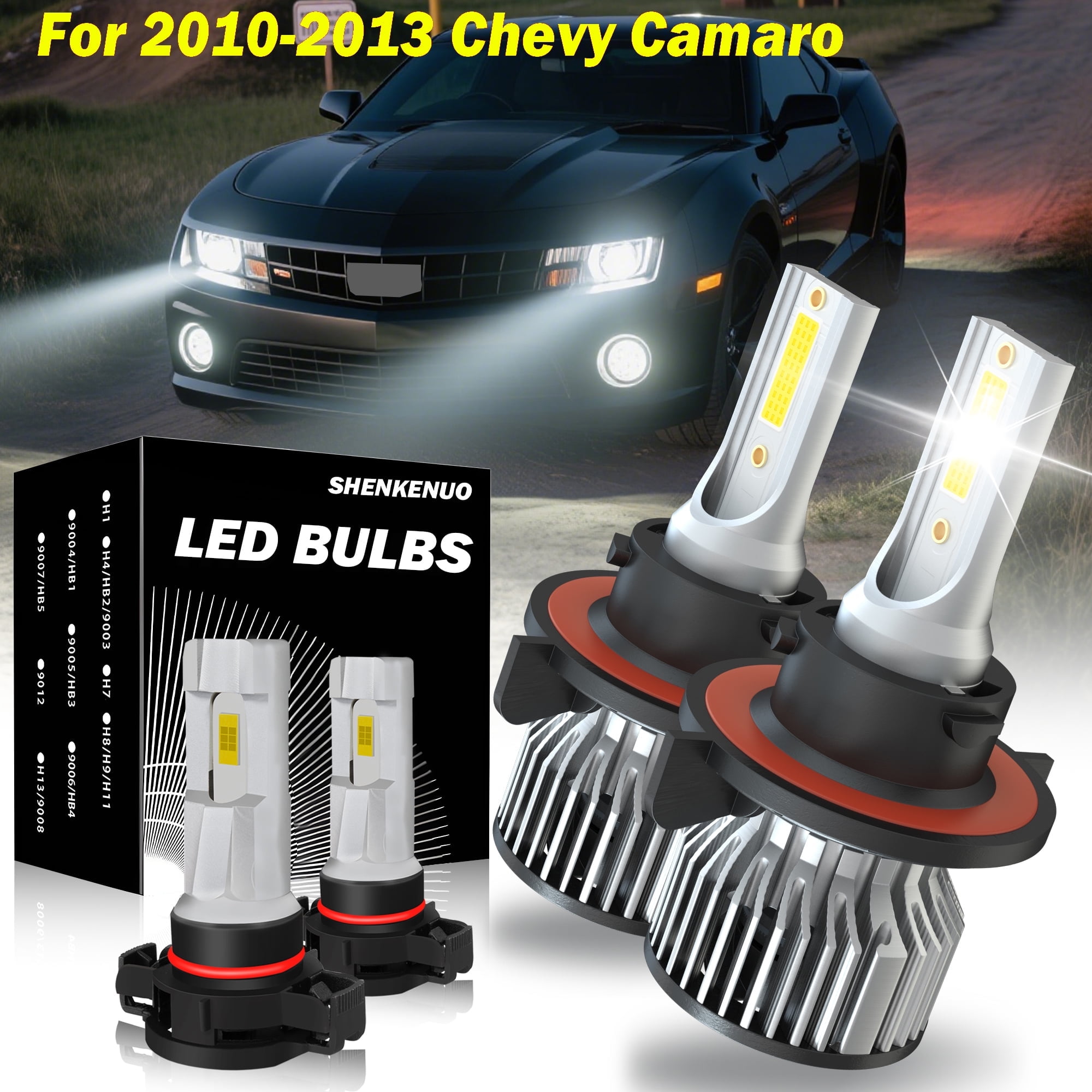 For 2010-2013 Chevy Camaro LED Headlight Bulbs 9008/H13 High Low Beam ...