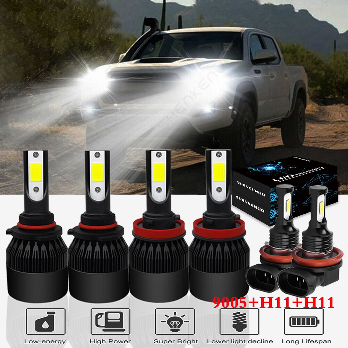 For 2010-2020 Toyota 4Runner 6000K Headlights,9005 H11High Beam Low ...