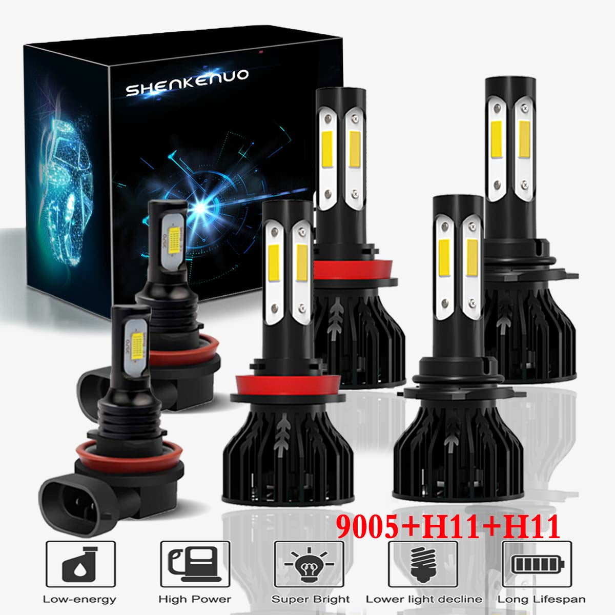 For 2010-2020 Toyota 4Runner Headlights 9005 H11 LED High and Low Beam ...