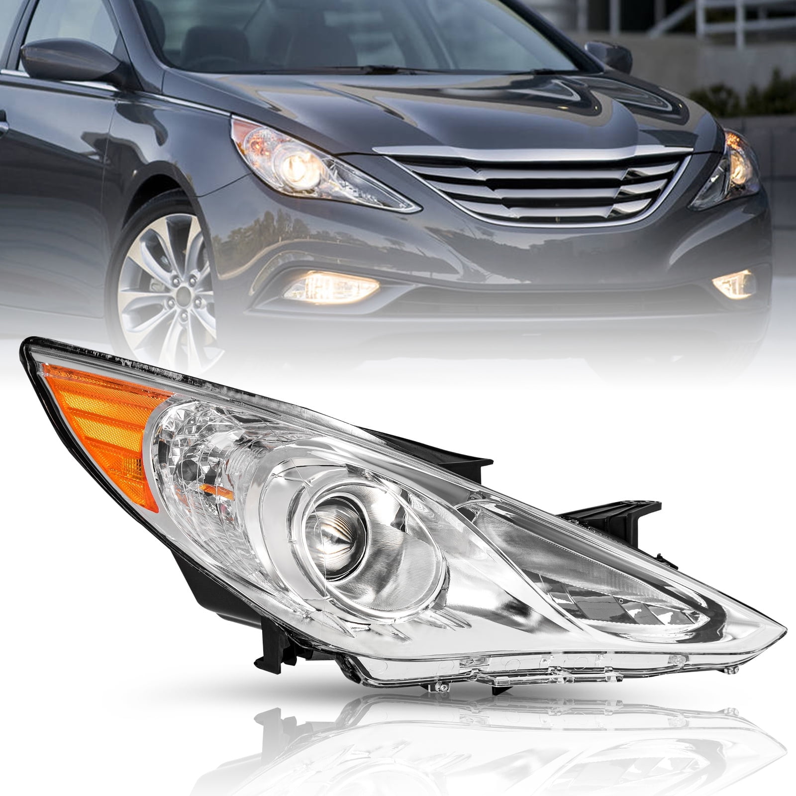For 2011-2014 Hyundai Sonata Headlights Assembly Chrome Housing ...