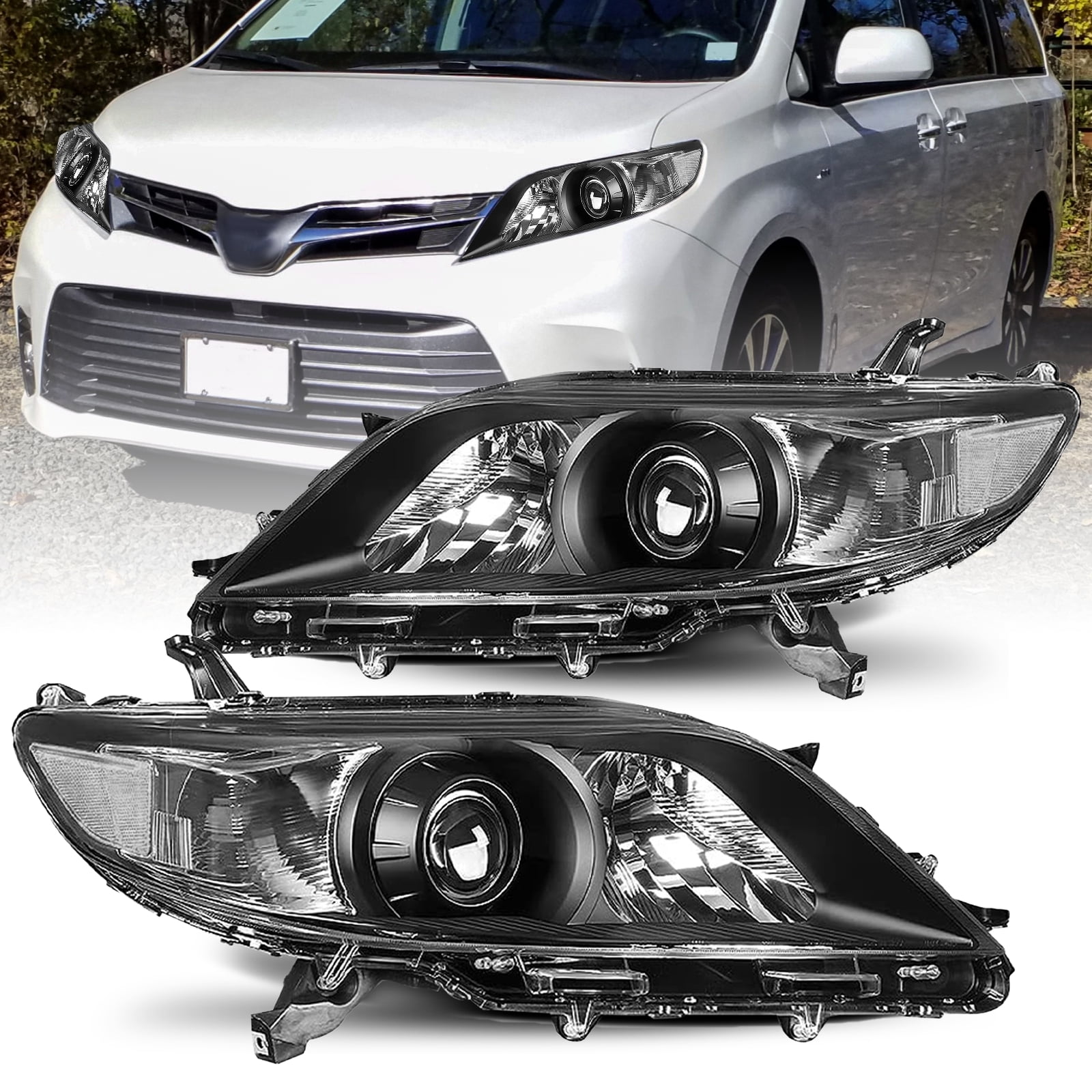 For 2011-2020 Toyota Sienna 4Dr Projector Halogen Headlights Assembly ...