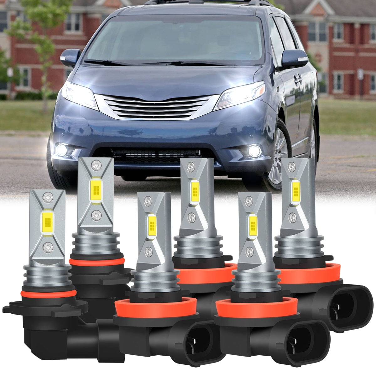 For 2011-2020 Toyota Sienna LED Headlight Bulbs 9005 H11 High/Low Beam ...