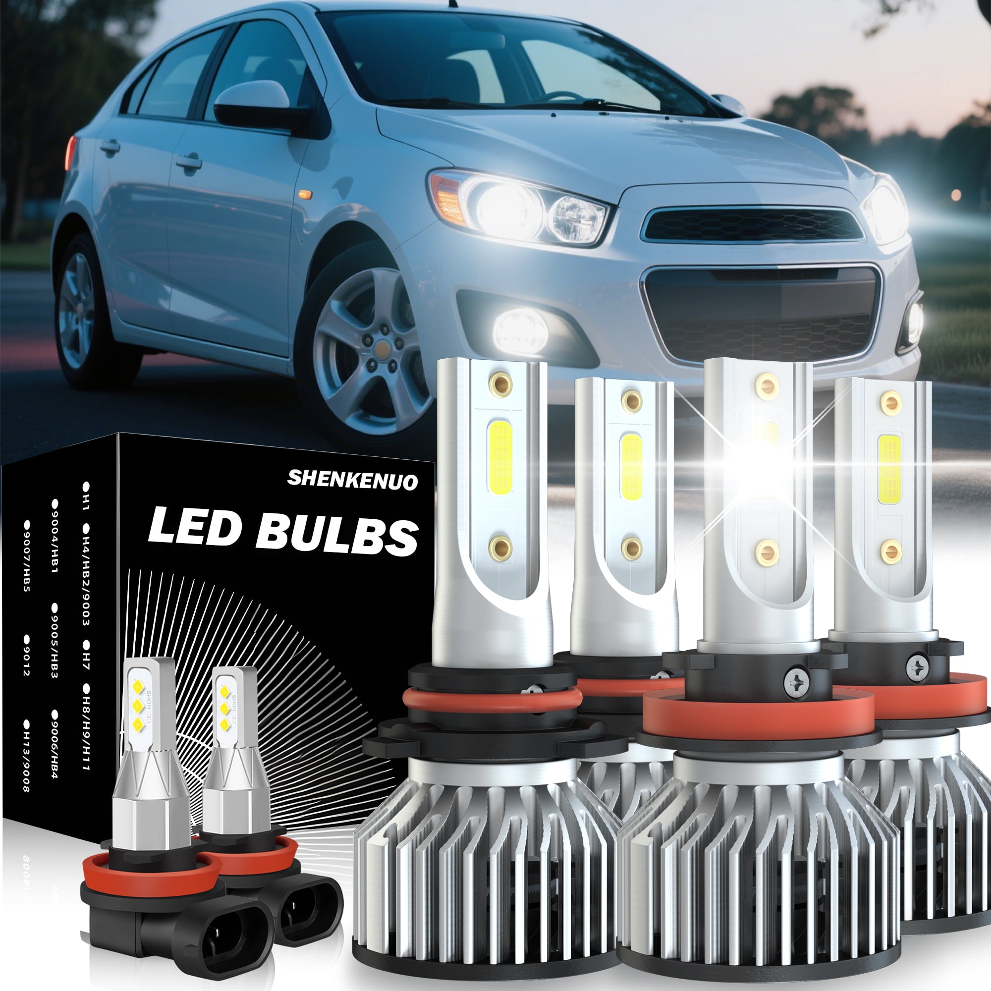 For 2012 - 2016 Chevrolet Sonic LED Headlight Bulbs Combo 9005 H11 Hi ...