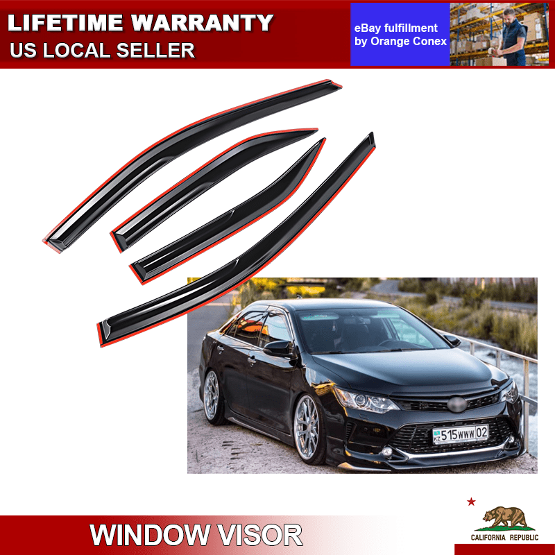 For 2012-2017 Toyota Camry JDM 3D Wavy Mugen Style Window Visors Rain ...