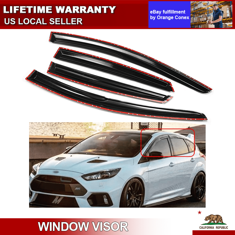 For 2012-2018 Ford Focus 4 Door JDM 3D Wavy Mugen Style Window Visor ...
