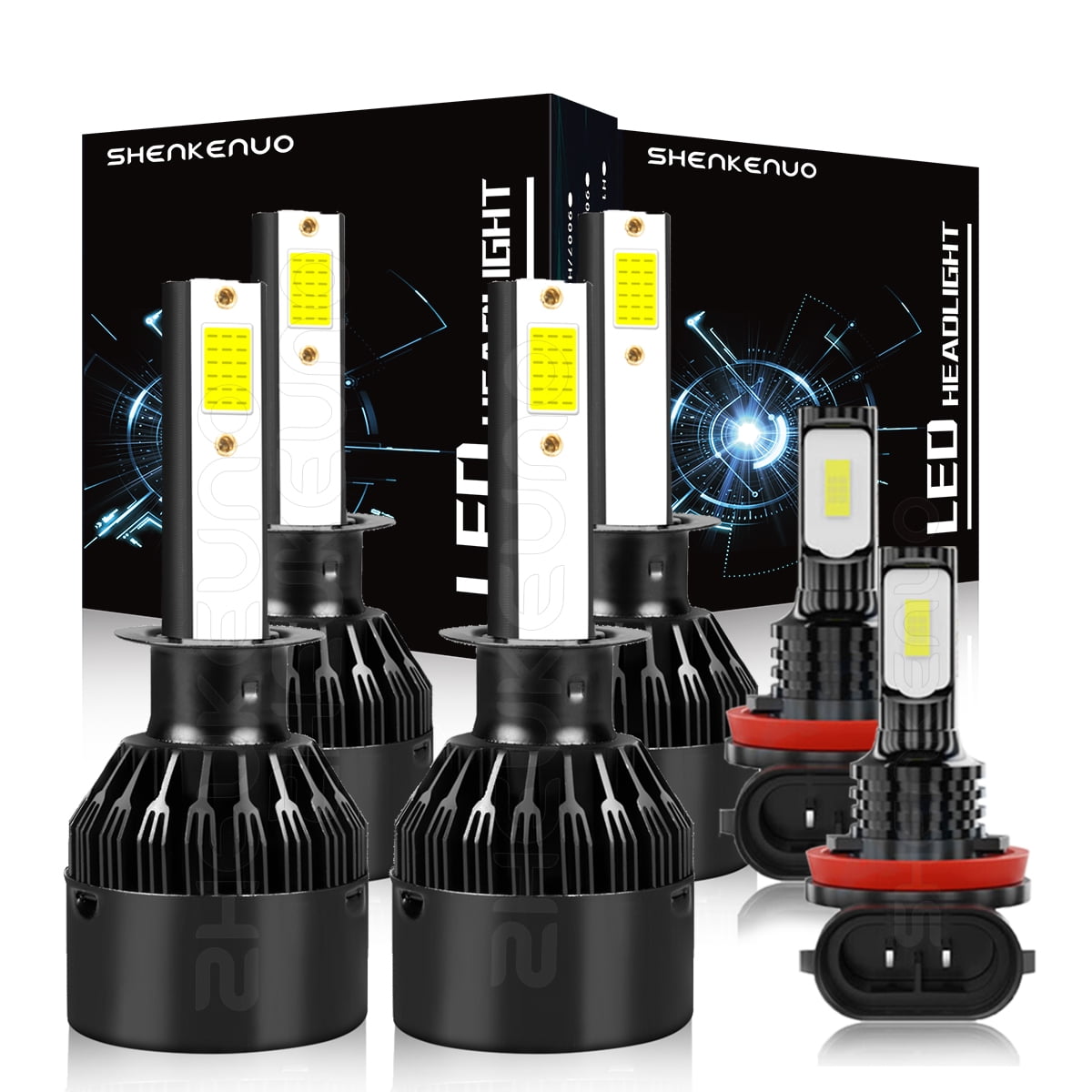 For 2012-2018 Ford Focus LED Headlight Bulbs H11 H1 High/Low Beam H11 ...