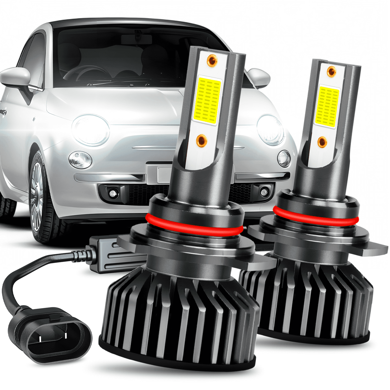 For 2012-2019 Fiat 500 LED Headlight Bulbs 9012 High Low Beam Set 60W ...