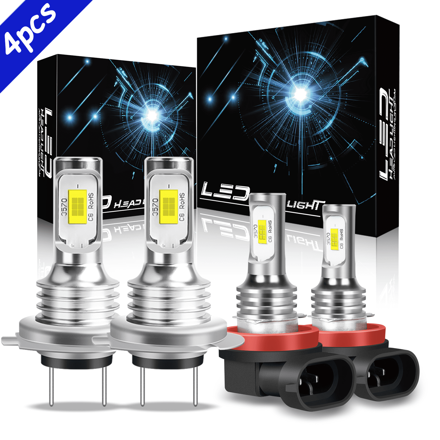For 2013-2015 Chevy Malibu LED Headlight Bulbs Combo High Low Beam Lamp ...