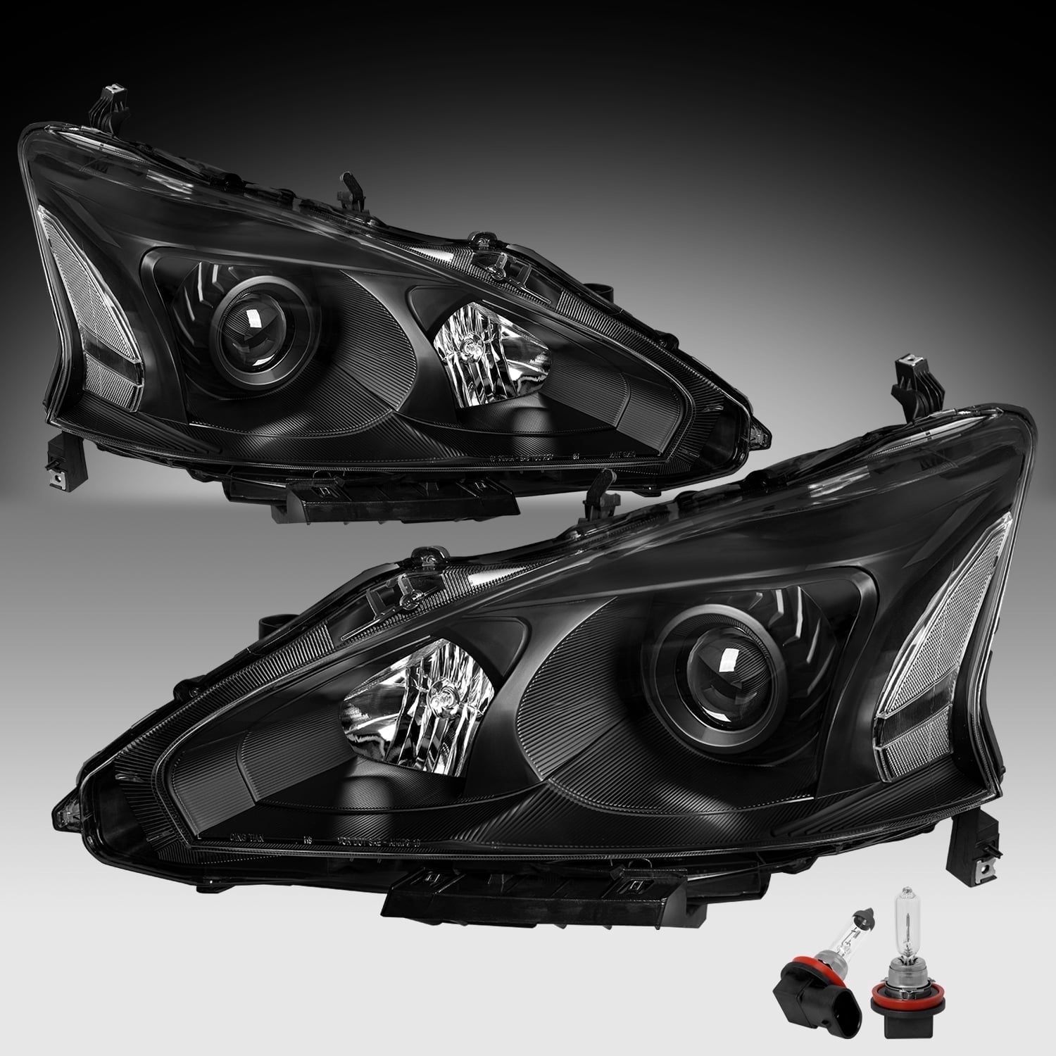 For 2013-2015 Nissan Altima Sedan Black Headlights Assembly Lamps w ...