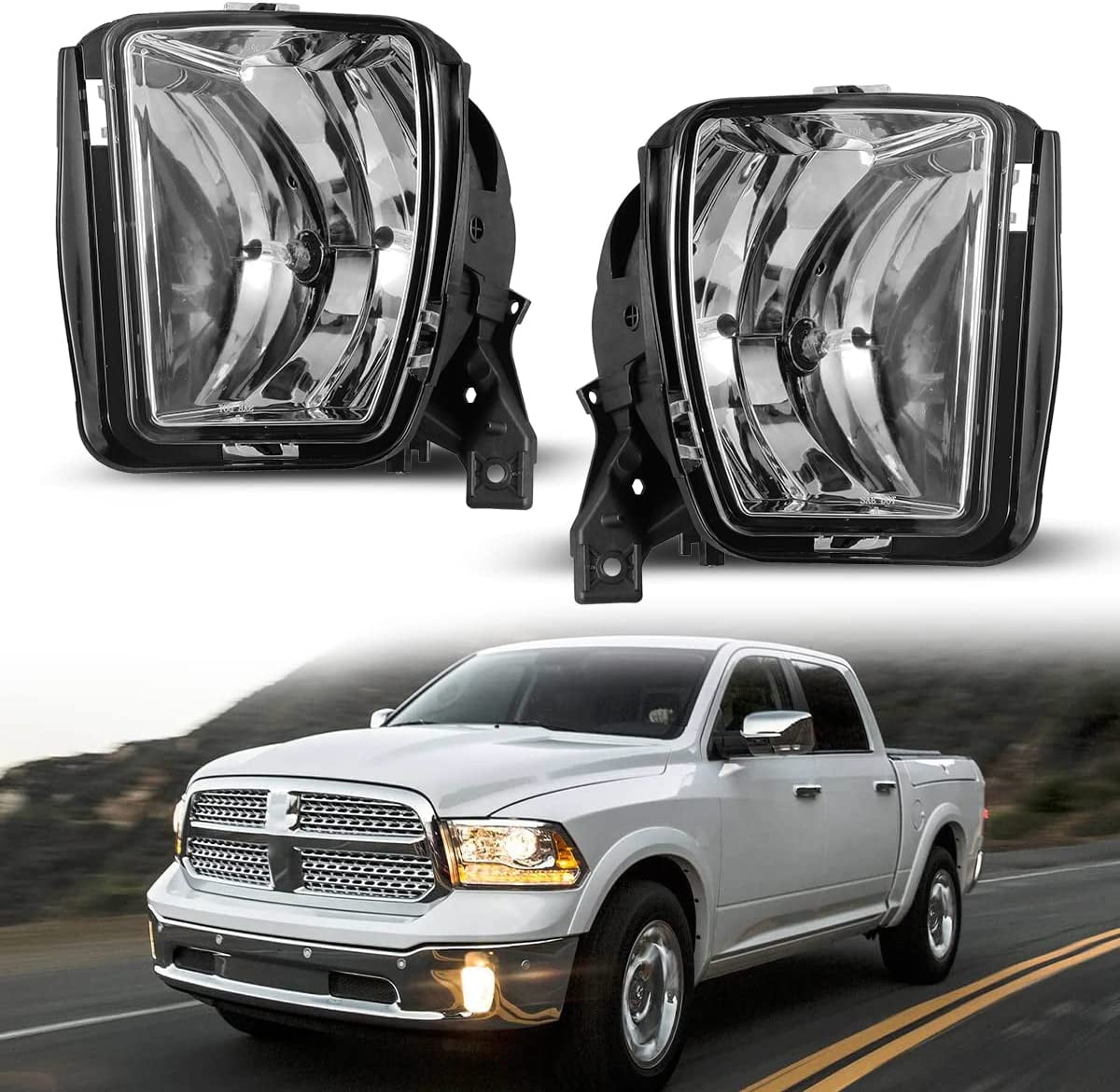 2013-2018 Dodge Ram 1500 Waterproof Fog Lights Bumper Driving Lamps ...