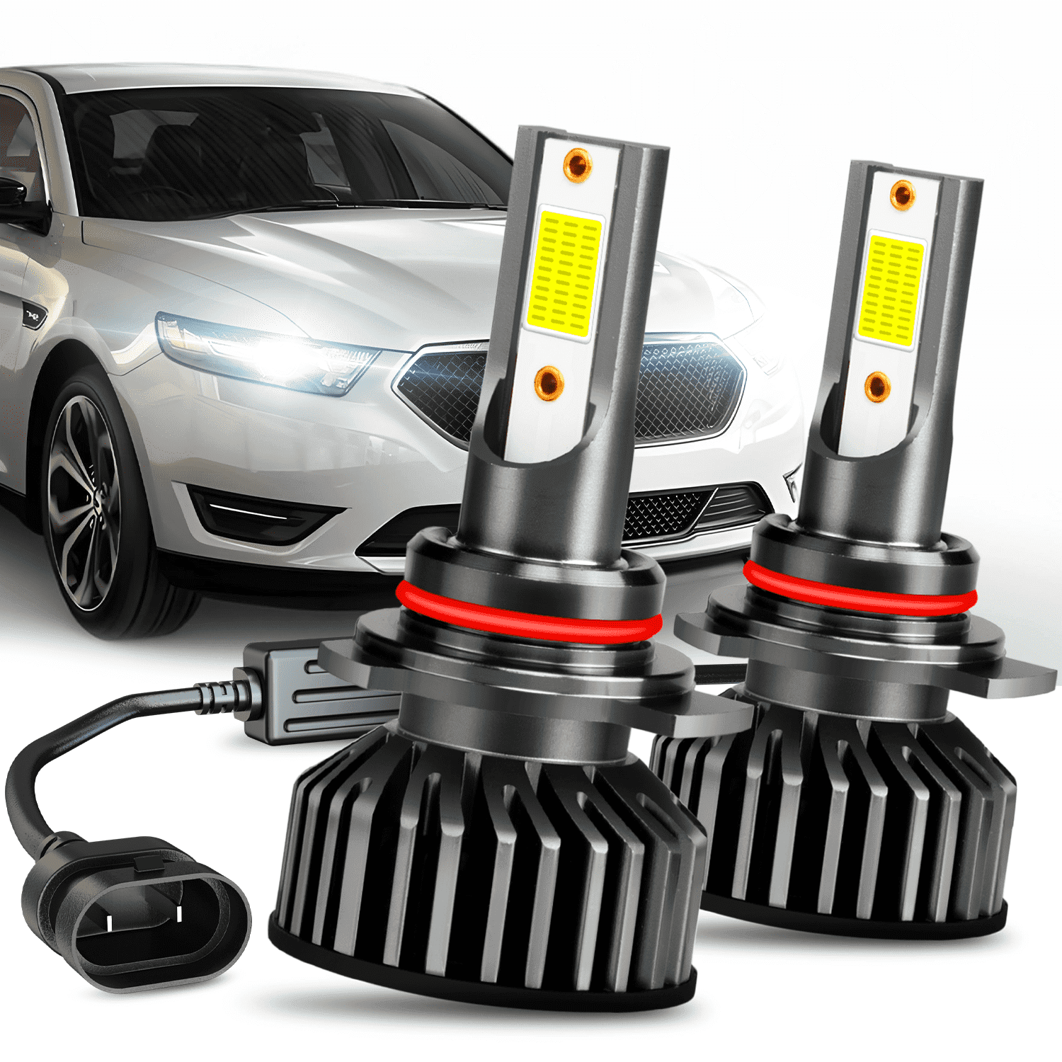 For 2013-2019 Ford Taurus LED Headlight Bulbs 9012 High Low Beam Set ...