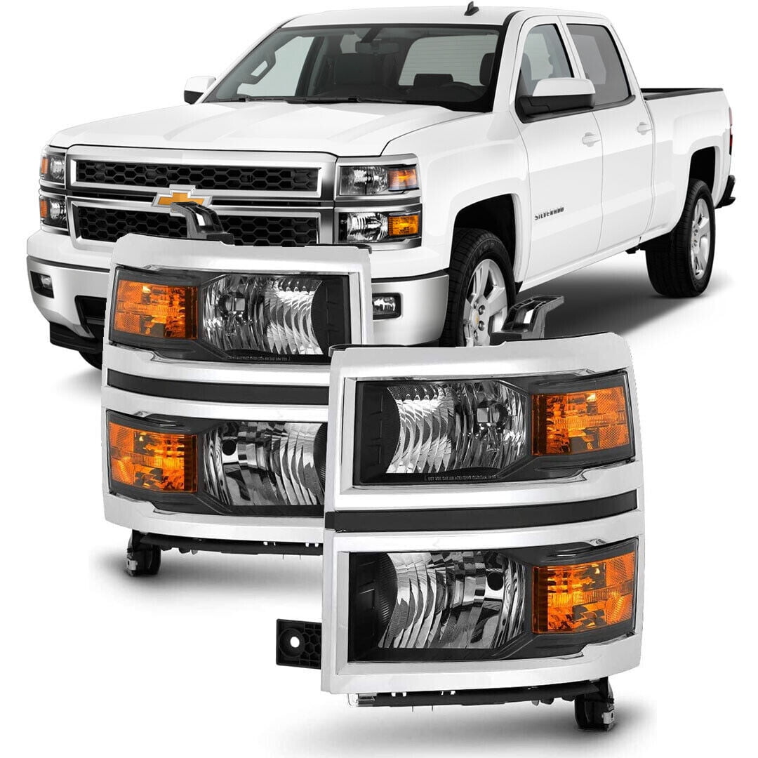 For 2014-2015 Chevy Silverado 1500 Headlights DRL Front Halogen Driving ...