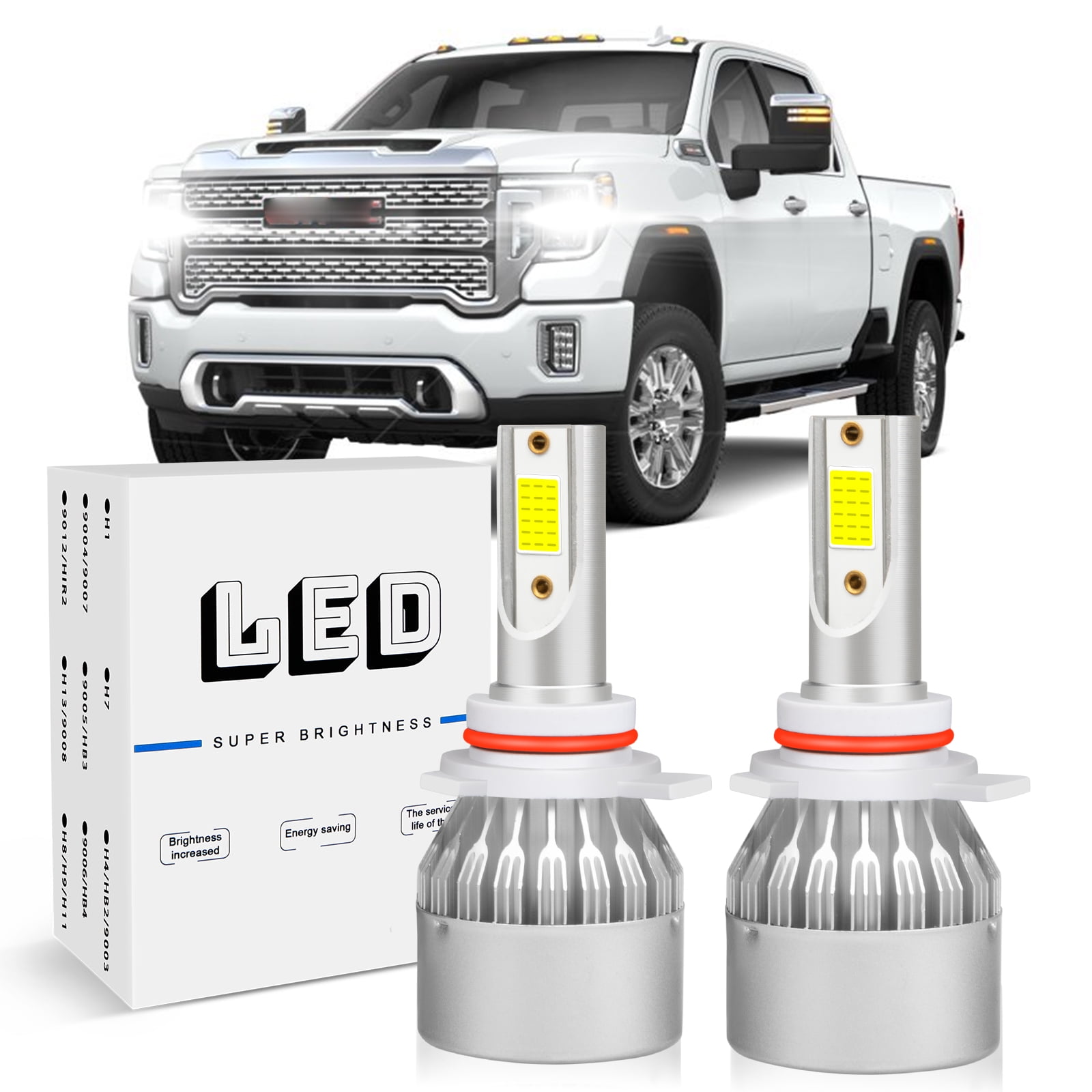 For 2014 2015 GMC Sierra 1500 LED Headlight 9012 High Low Beam Bulbs ...