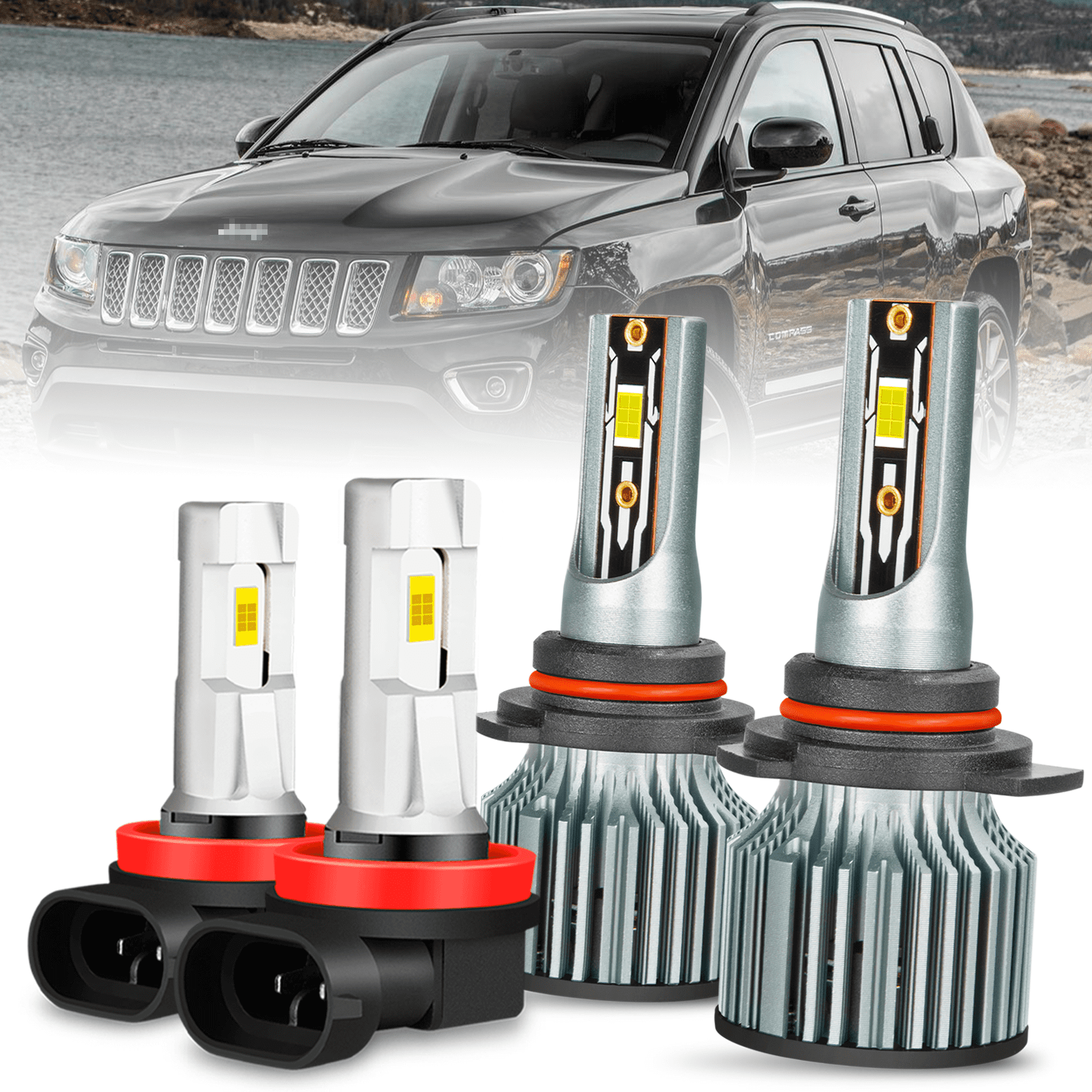 For 2014-2016 Jeep Compass Limited LED Headlights Bulb 9012 High Low ...
