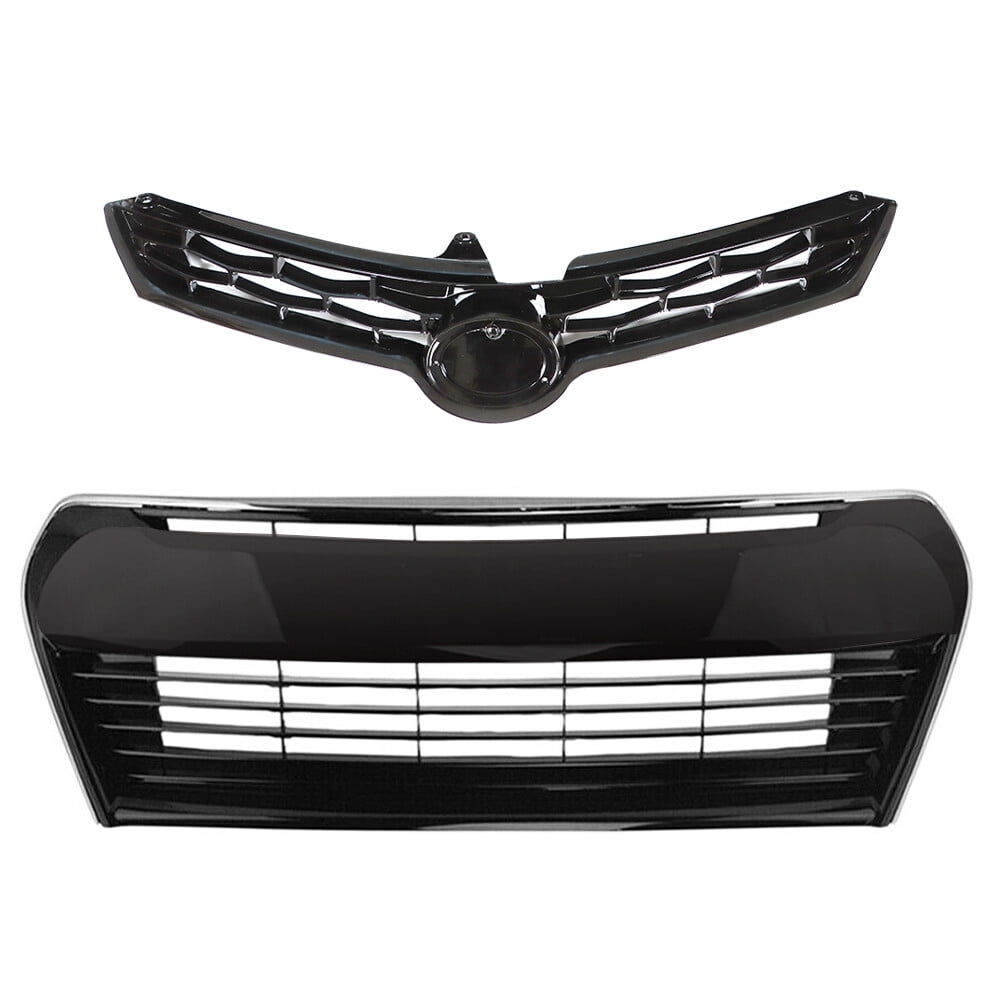 For 2014-2016 Toyota Corolla S Upper+Lower Gloss Black Front Bumper ...