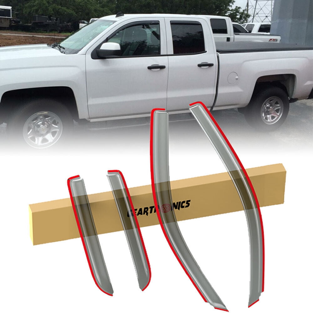 For 2014-2018 Chevy Silverado Double Cab Window Visor Vent Rain Guard ...